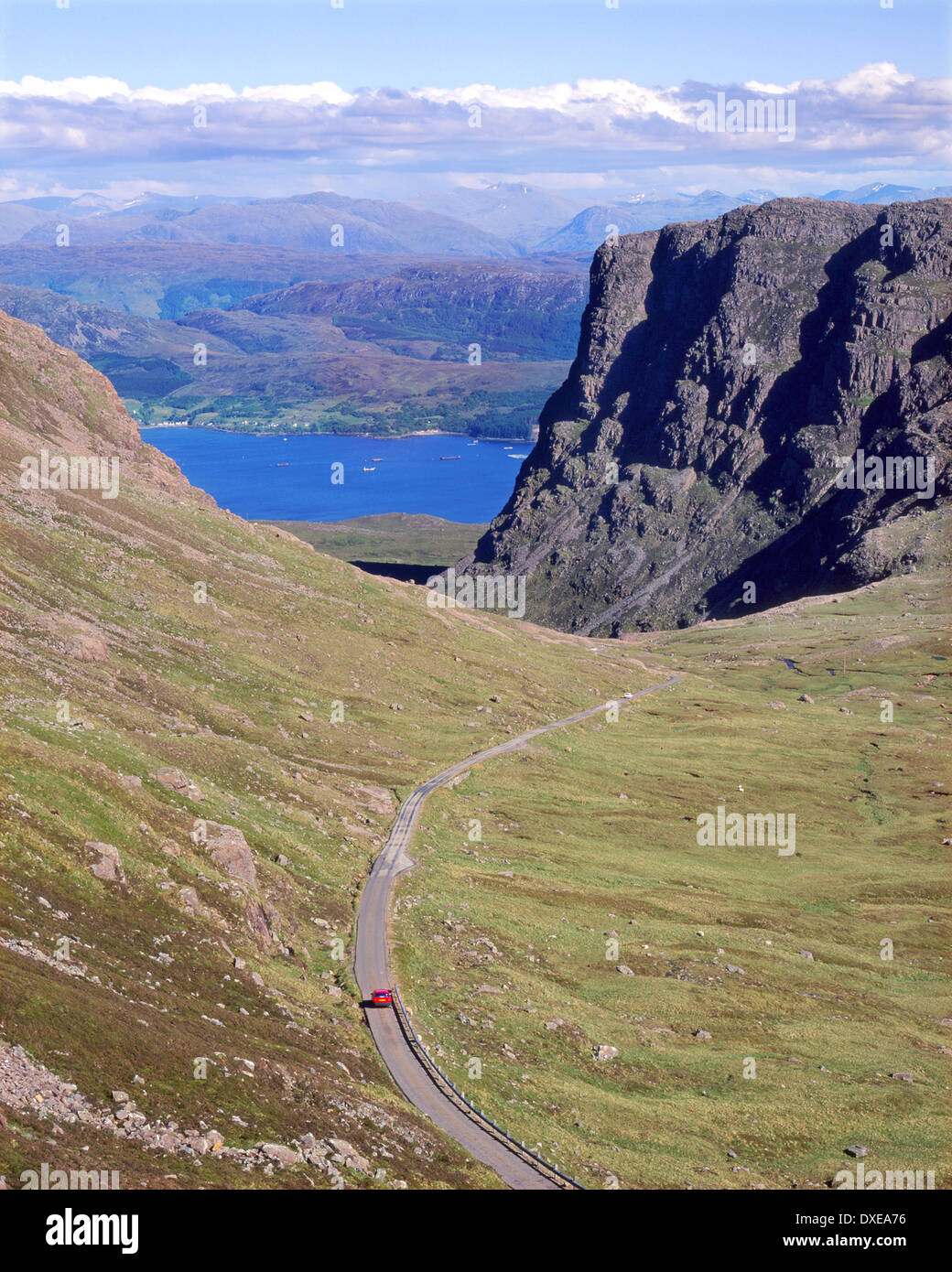 Applecross pass from the summit towards Loch Kishorn, N/W Highlands ...