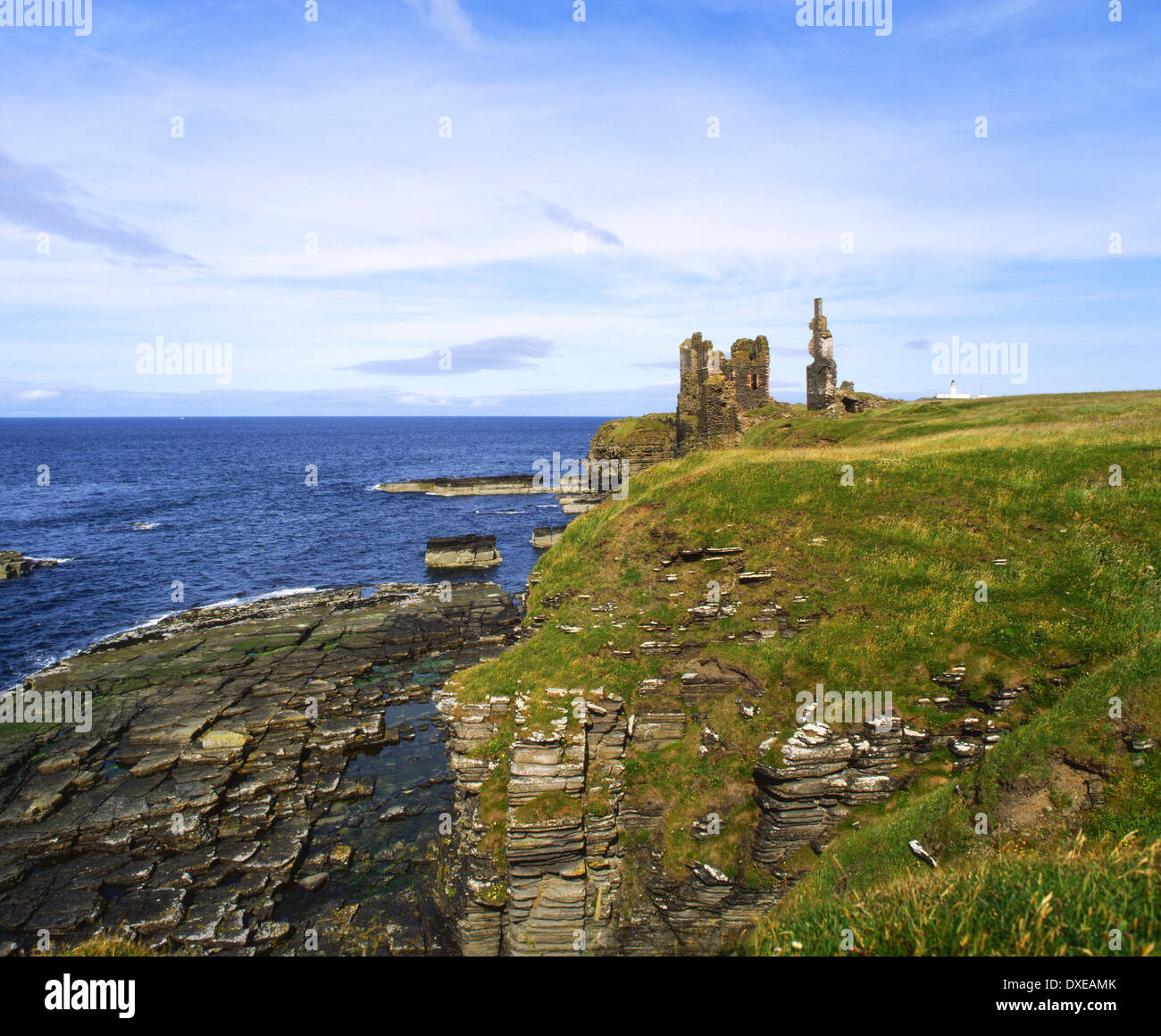 Sinclair and Girnigeo castles,noss head near wick,caithness Stock Photo ...