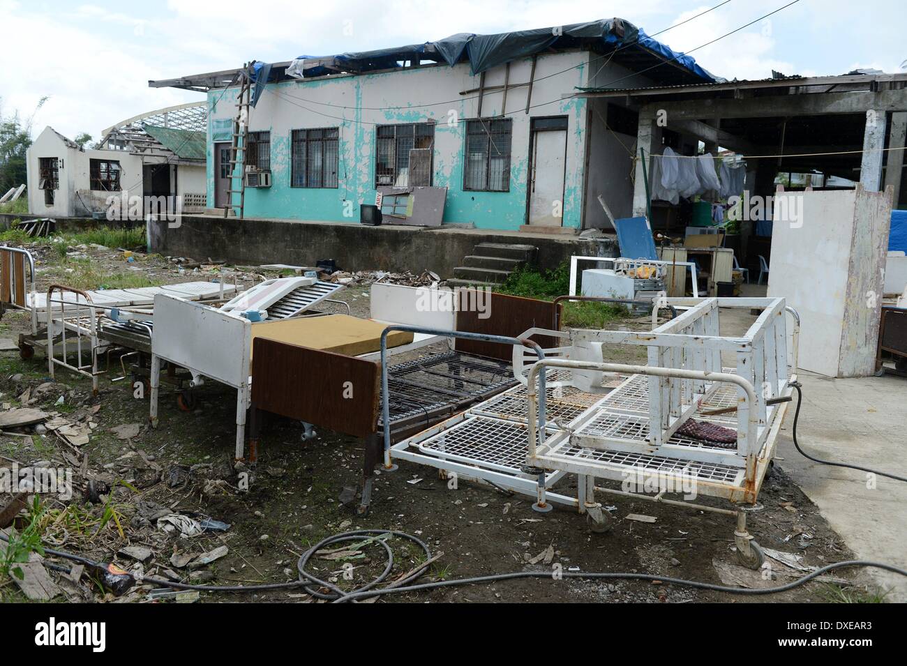 Destroyed buildings after the super typhoon Haiyan on the island leyte ...