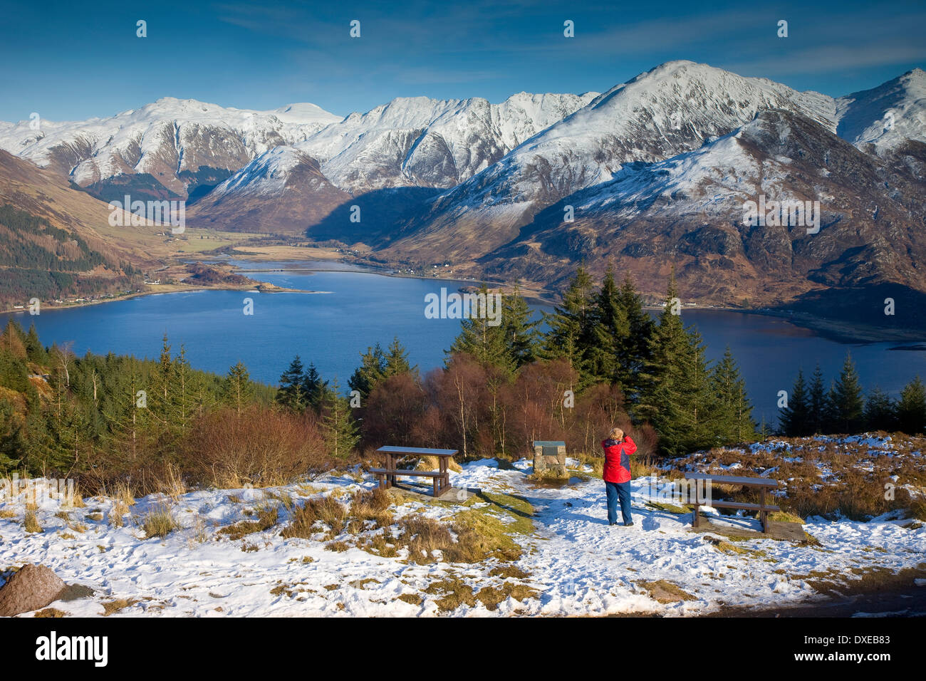 Beautiful snow scene from Mam Ratagan pass towards the Kintail Hills ...
