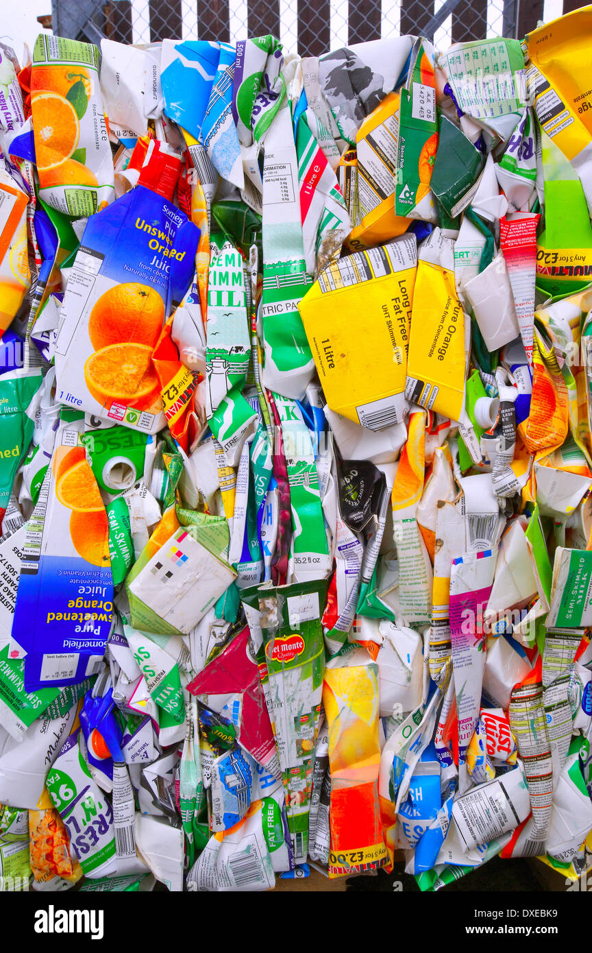 compressed cardboard cartons ready to be recycled Stock Photo - Alamy