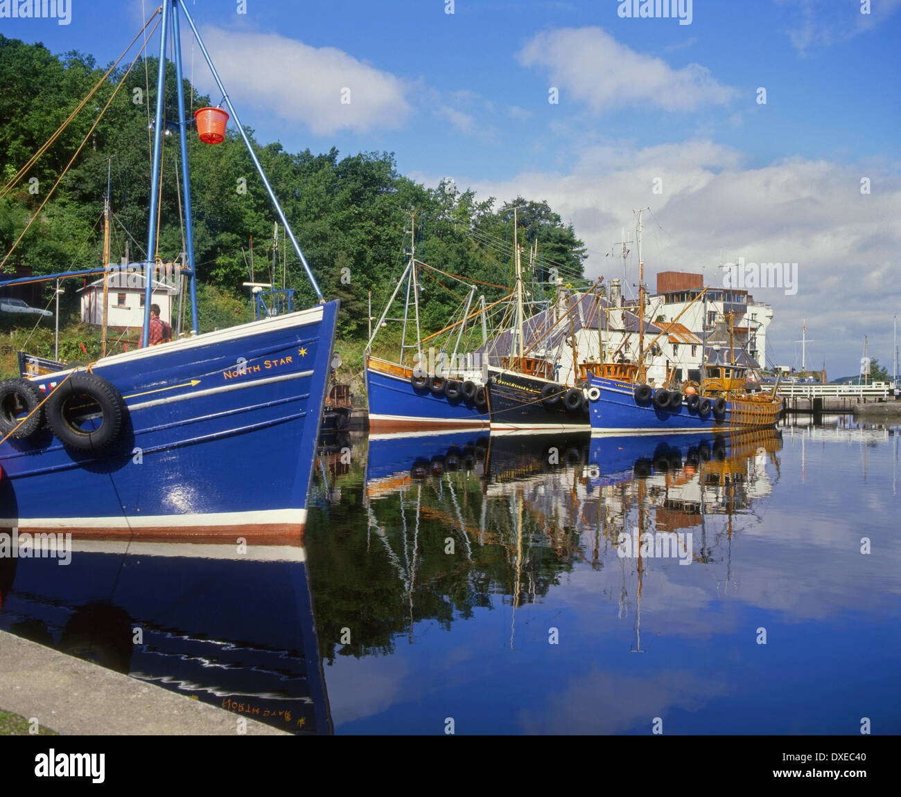 Fishing boats at rest in Crinan canal basin,Crinan Canal,Argyll Stock ...