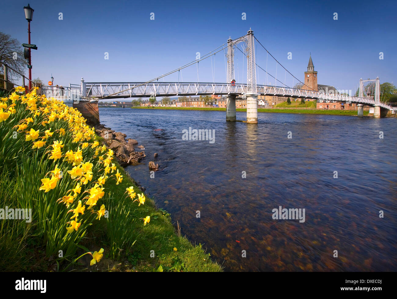 Spring on the River-Ness in Inverness near Huntly street footbridge ...