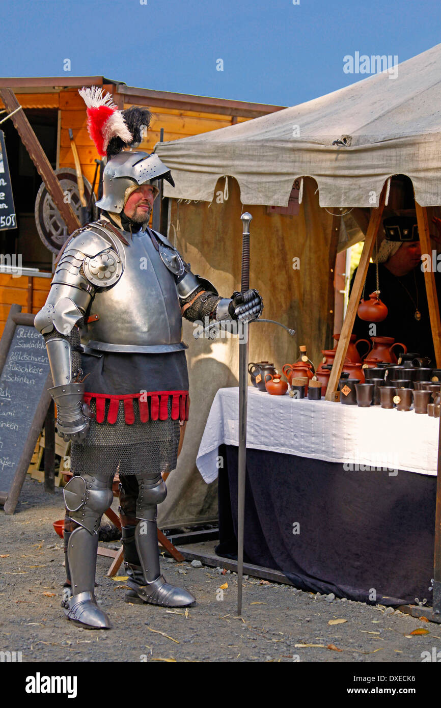 Medieval Market, Stalls selling medieval goods, Knight in armor ...