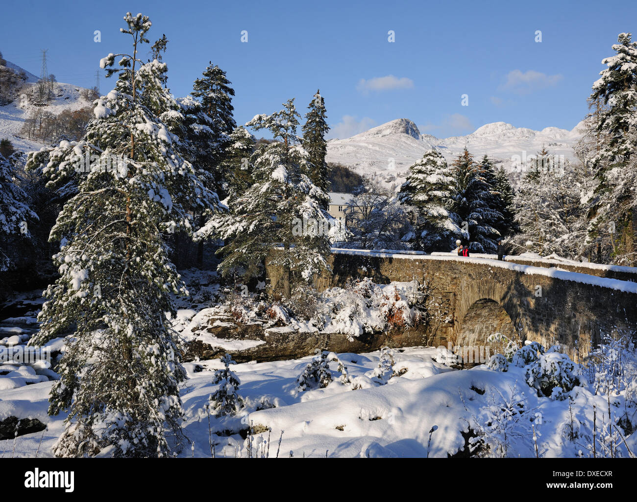 Winter scene of the Falls of Dochart, Killin, Perthshire Stock Photo ...