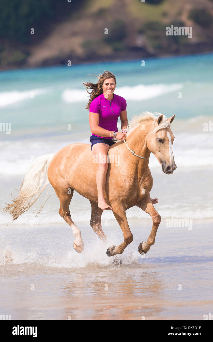 Woman and horse bareback beach hi-res stock photography and images - Alamy
