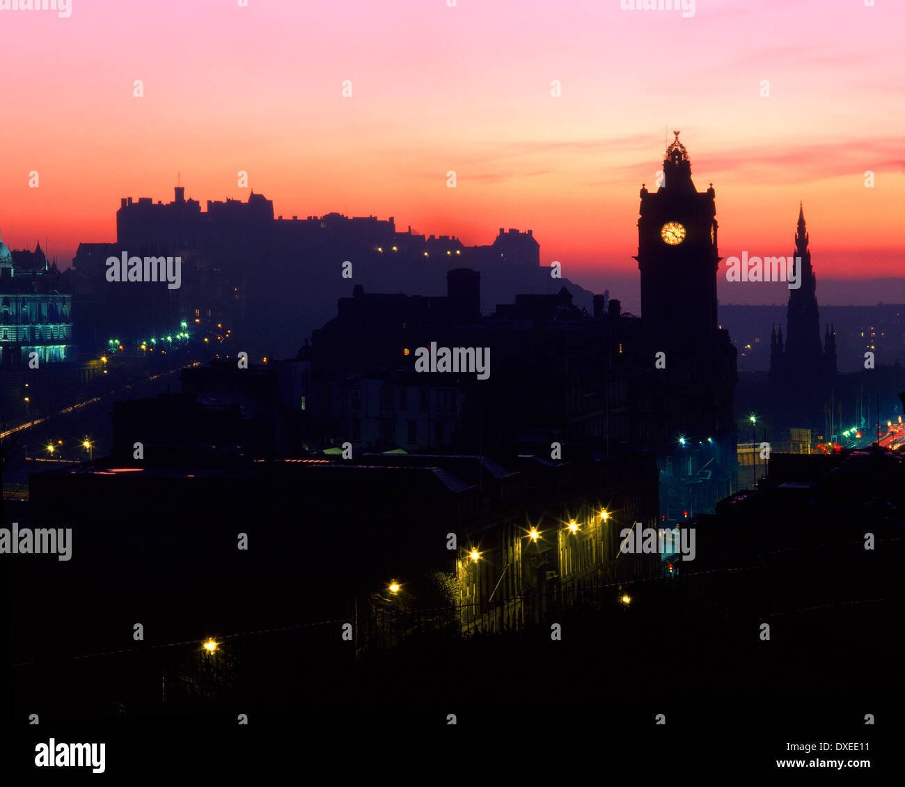 Edinburgh skyline at dusk from calton hill Stock Photo - Alamy