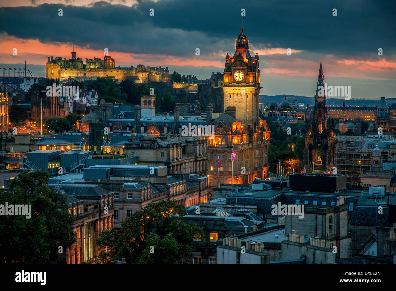 View from calton Hill towards Princes Street, The Scott Monument and ...