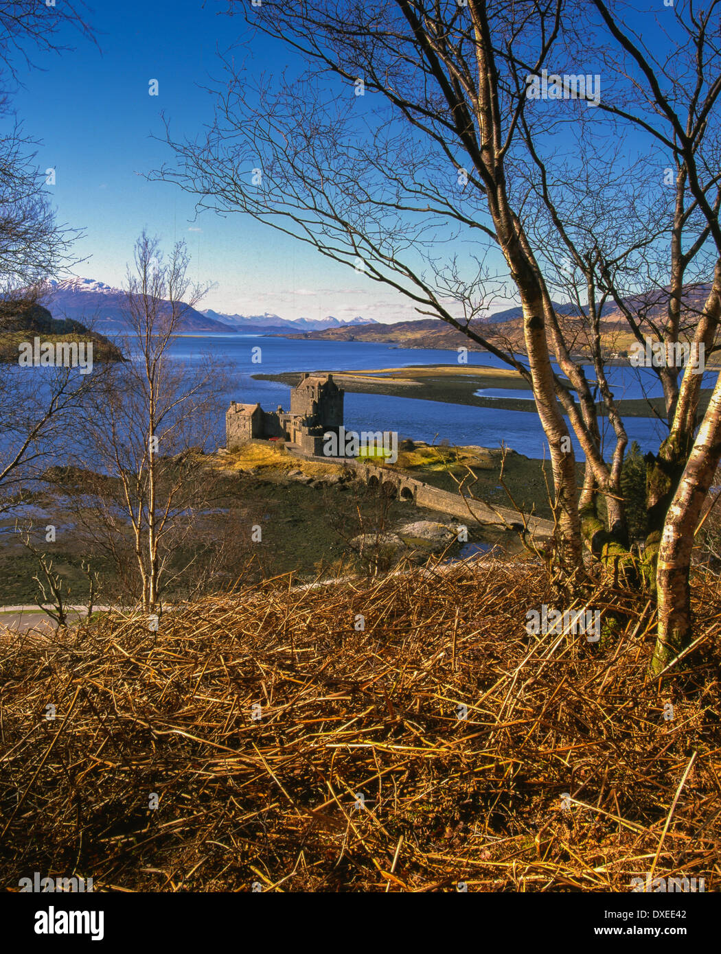 Winter view overlooking Eilean Donan Castle, Loch Duich, N/W Highlands ...