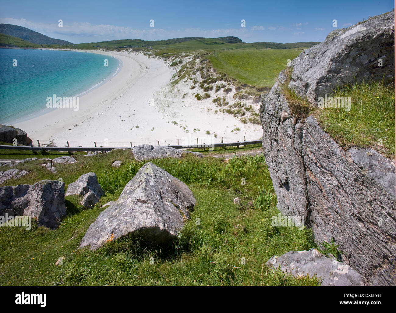 Great view of Beach on Vatersay from road,Outer Hebrides Stock Photo ...