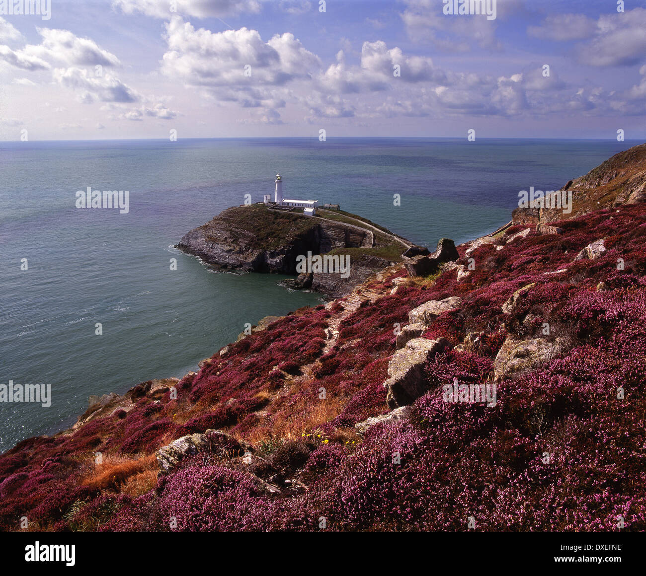 View towards Holyhead lighthouse,near Holyhead,Anglesey,North wales ...