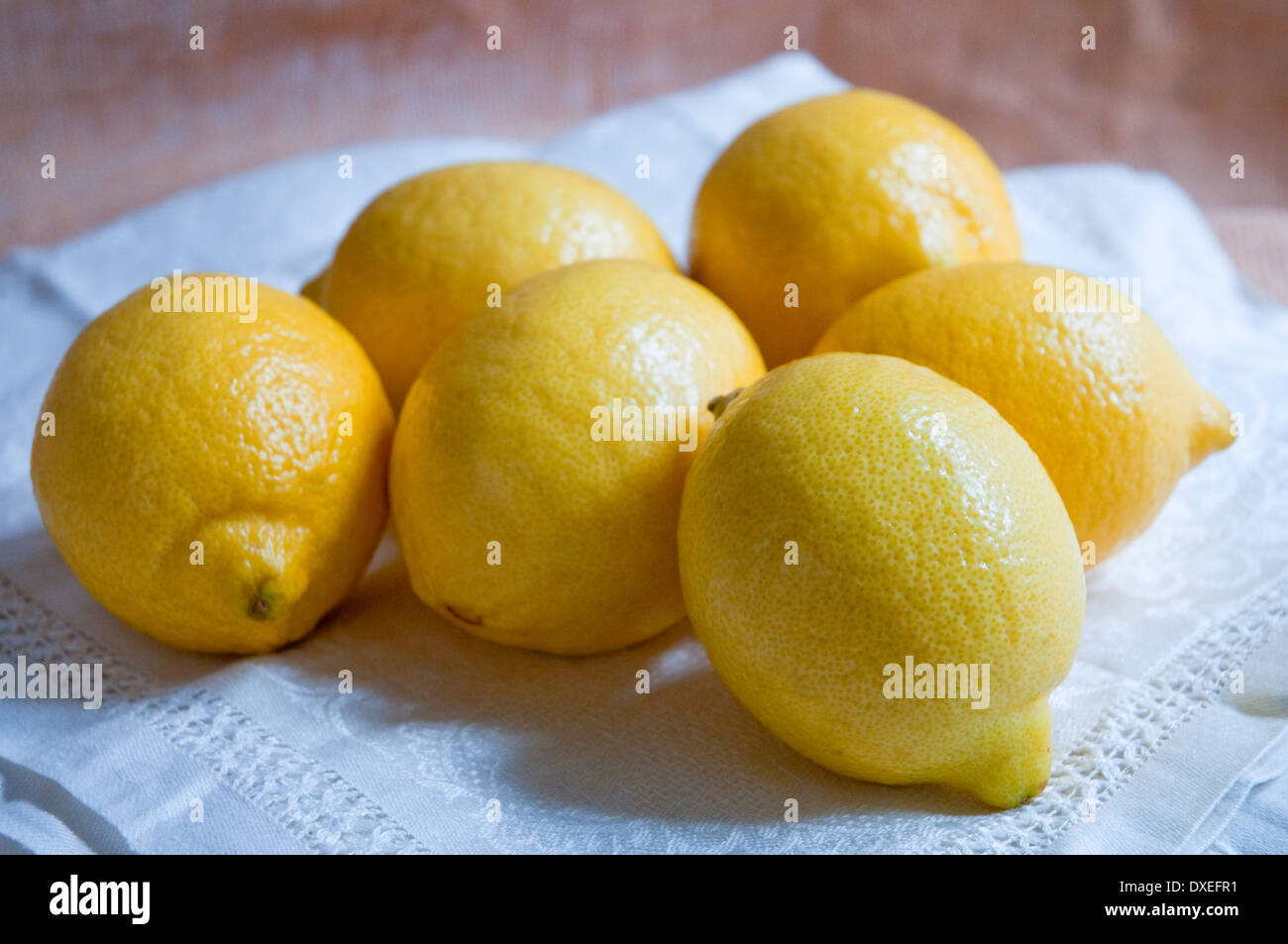 Six lemons. Still life Stock Photo - Alamy