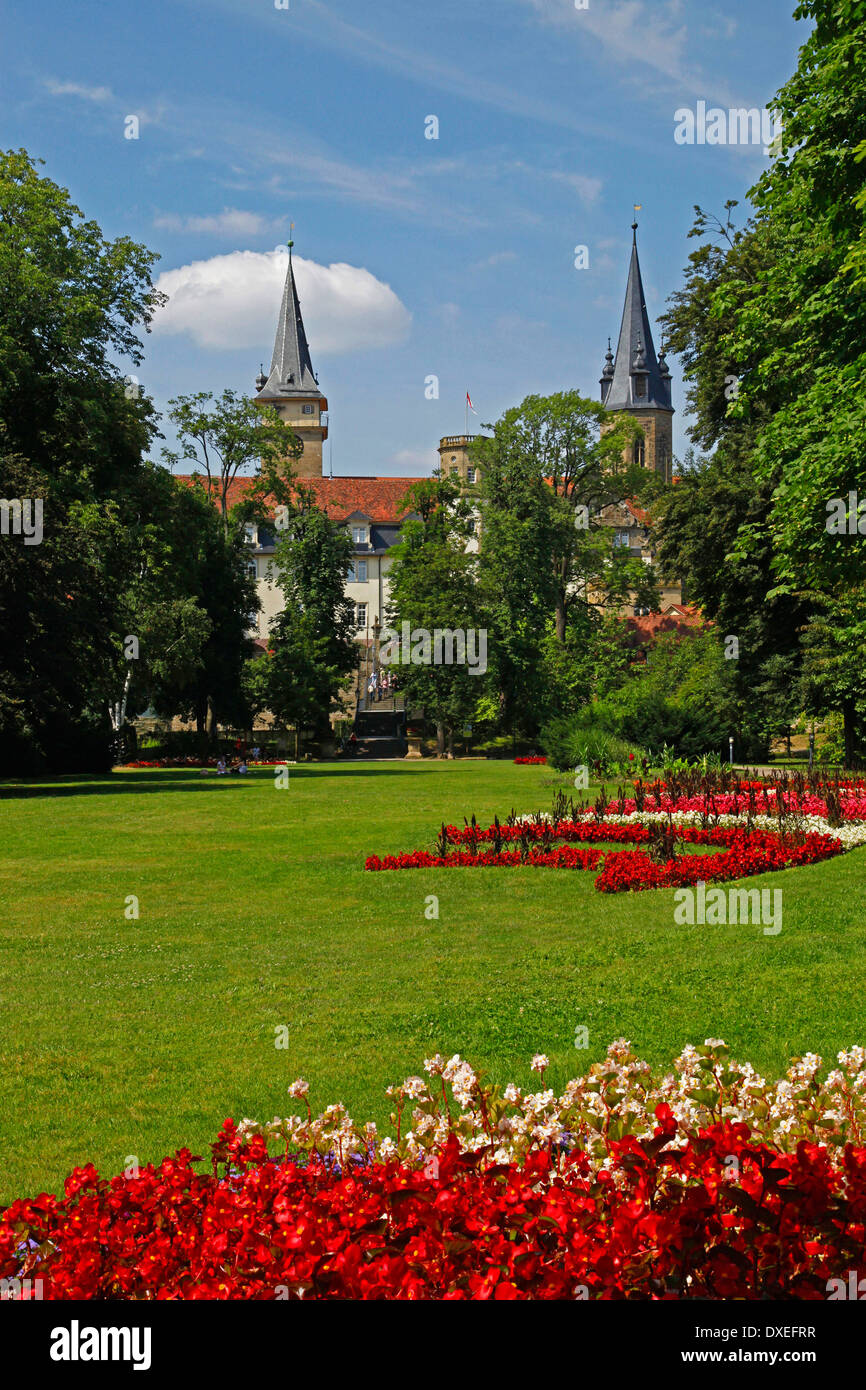 castle grounds of the former Hohenlohe castle towers of Collegiate ...