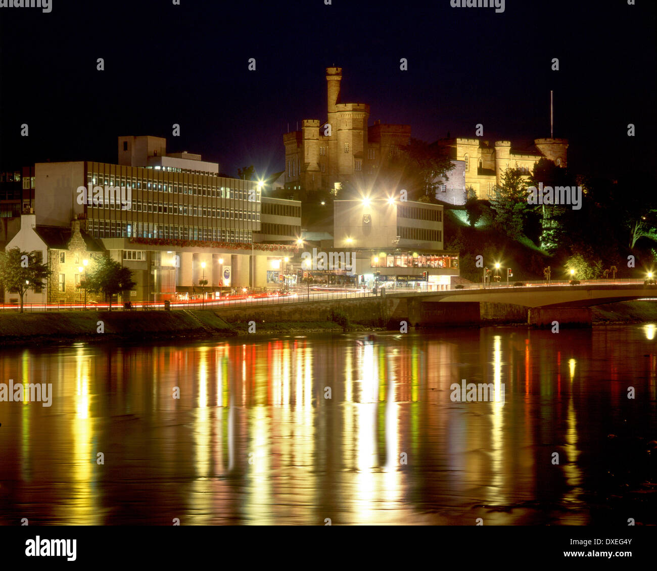 Inverness town centre at night Stock Photo - Alamy