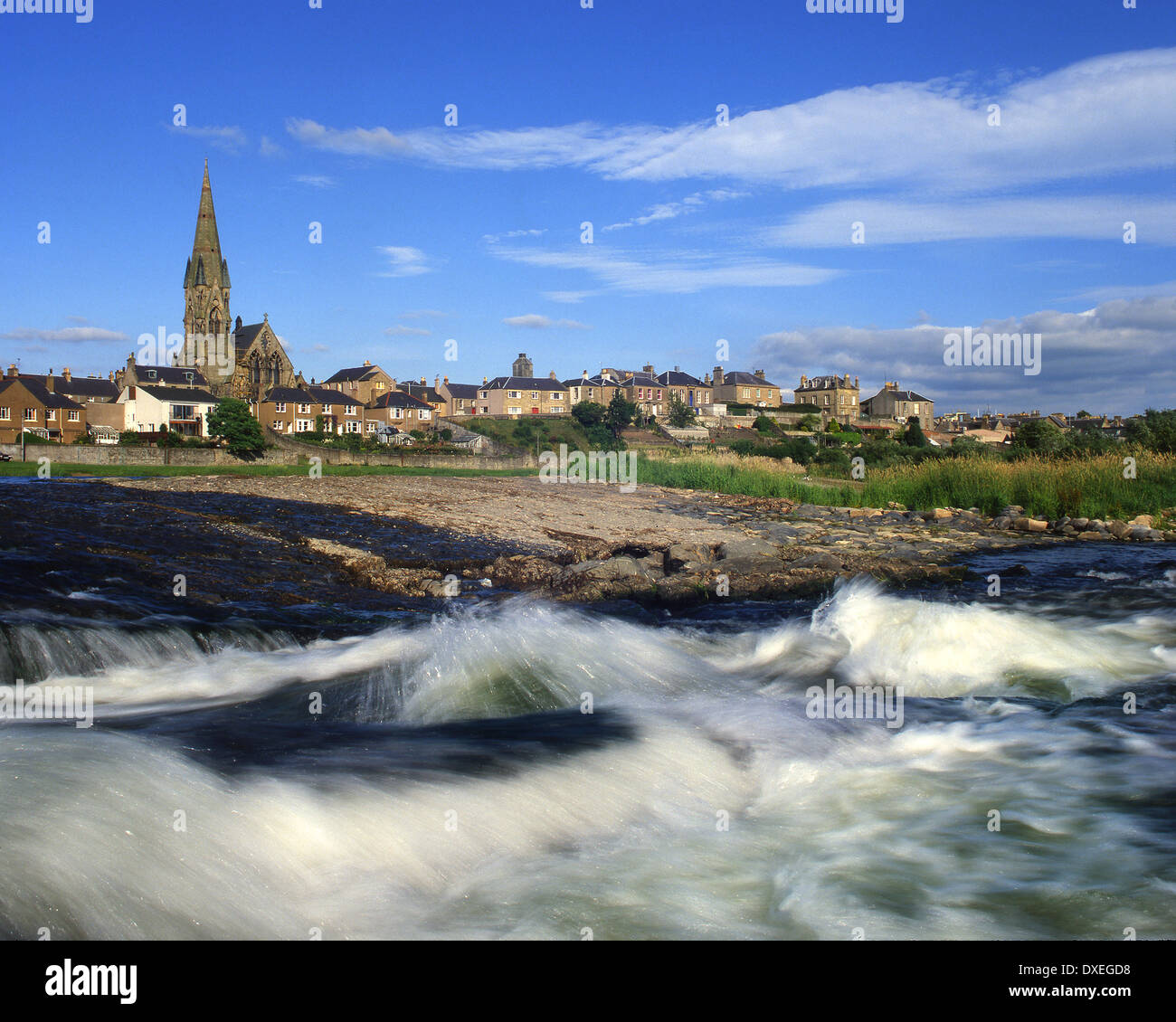 The historic town of Kelso from the river Tweed, Scottish Borders Stock ...