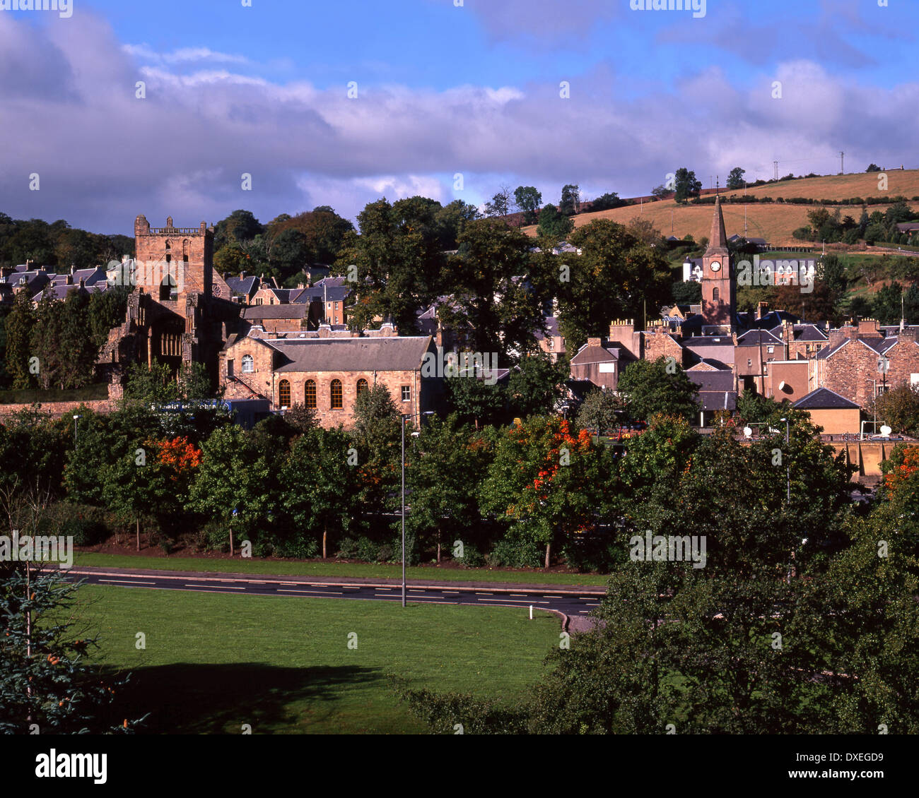 Kelso abbey and town Roxburghshire, Scottish Borders Stock Photo - Alamy