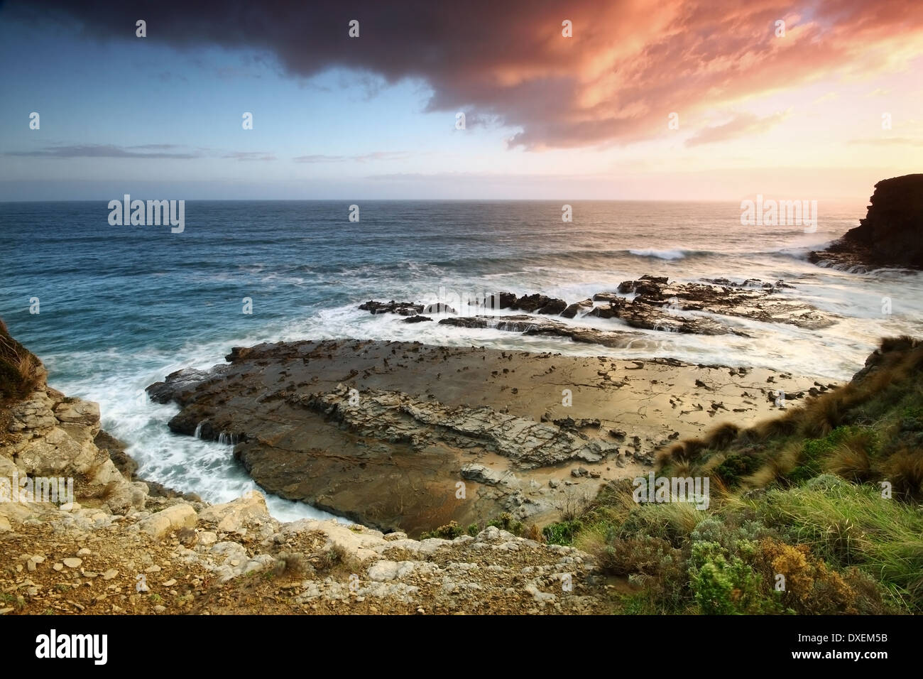Sunset over the Victorian coast Stock Photo - Alamy
