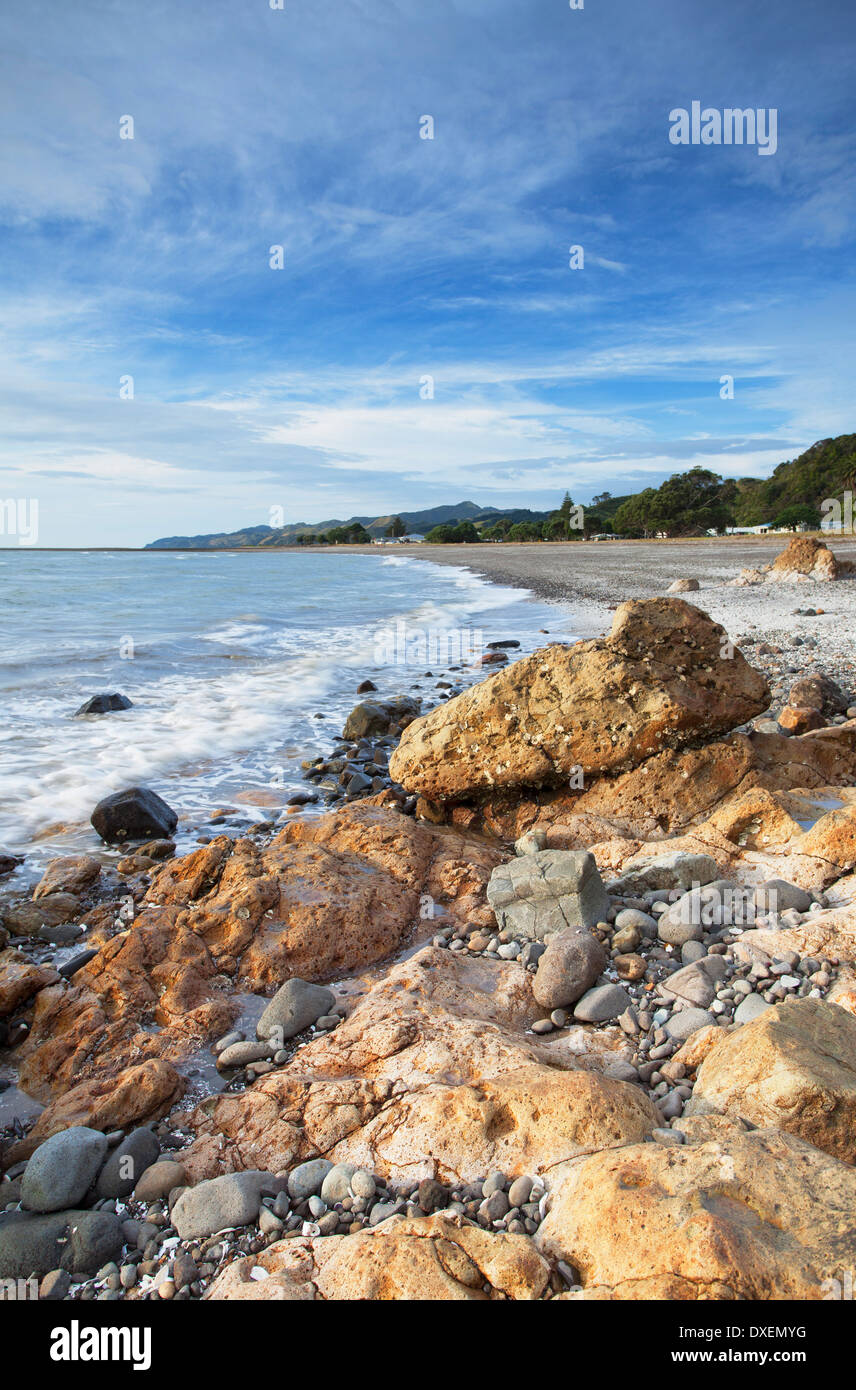 Tapu beach, Coromandel Peninsula, North Island, New Zealand Stock Photo ...