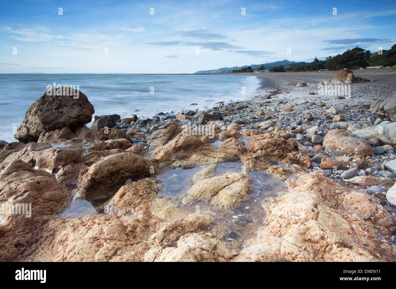 Tapu beach, Coromandel Peninsula, North Island, New Zealand Stock Photo ...