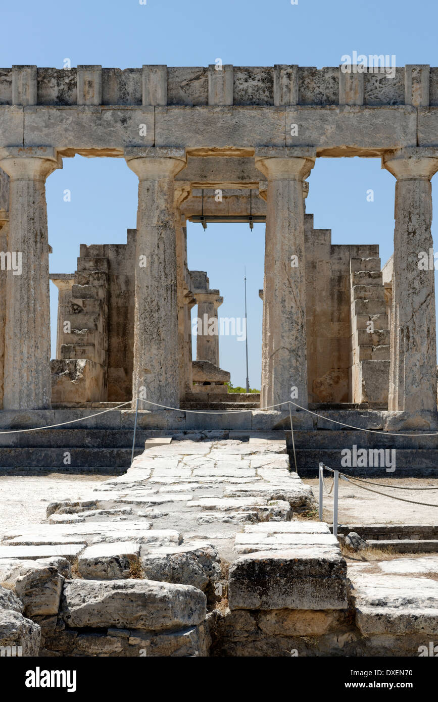 East side (front) Temple Aphaia or Afea Aegina Greece paved way ...