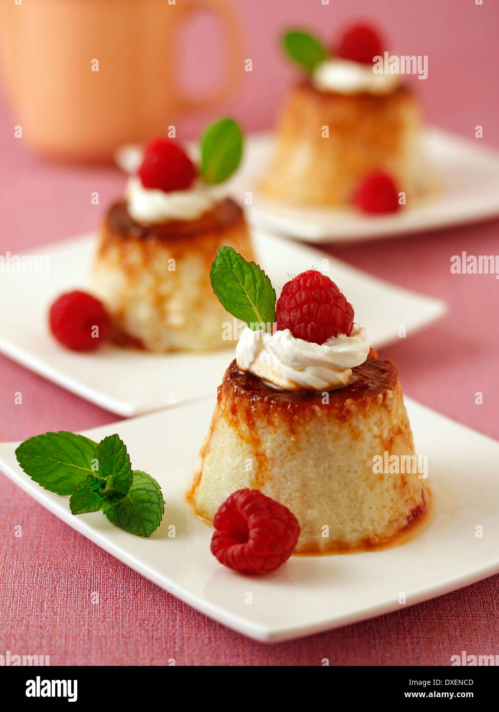 Raspberries flan. Recipe available Stock Photo - Alamy