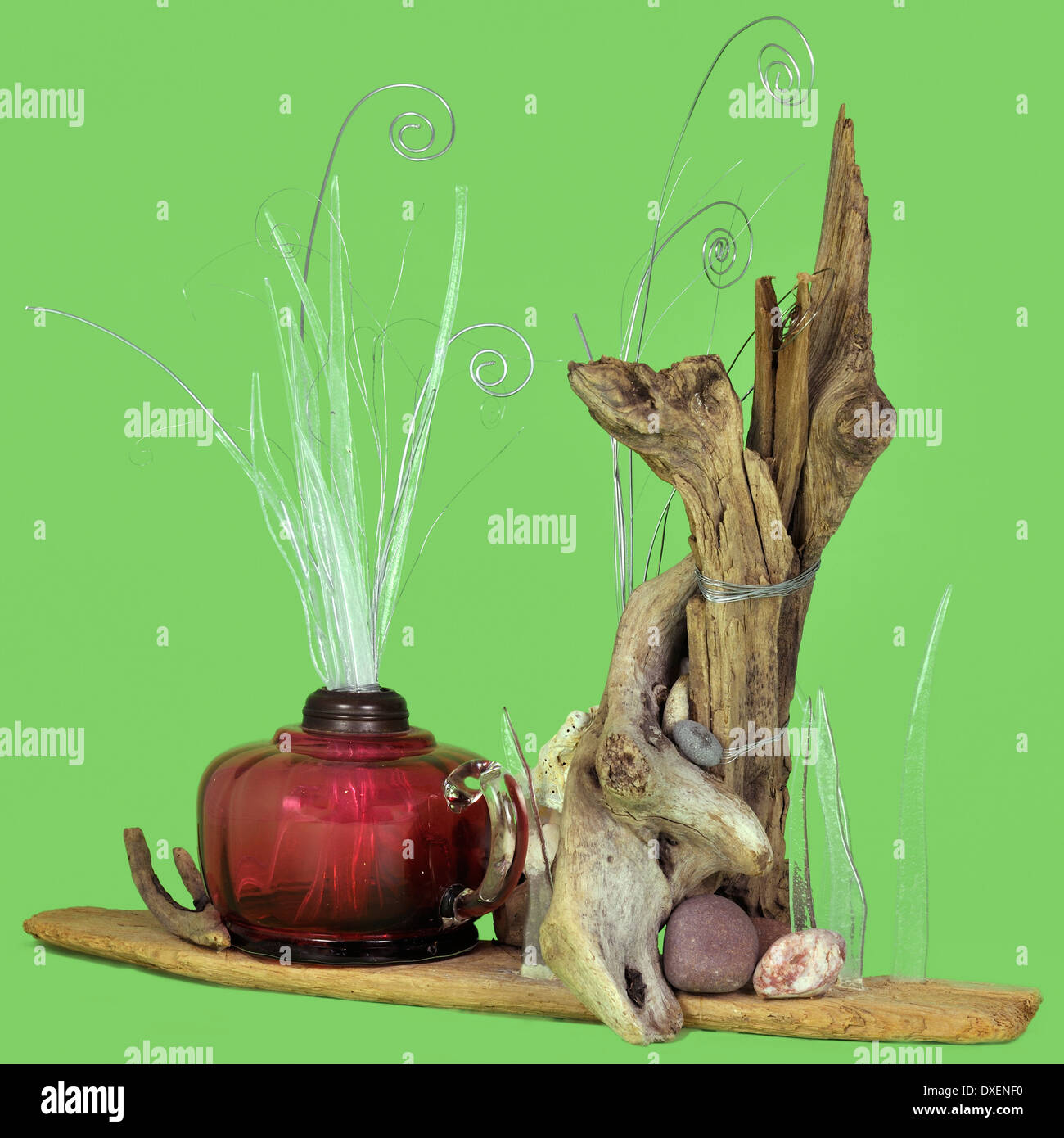 A Victorian / Edwardian Cranberry glass fount set within an original ...