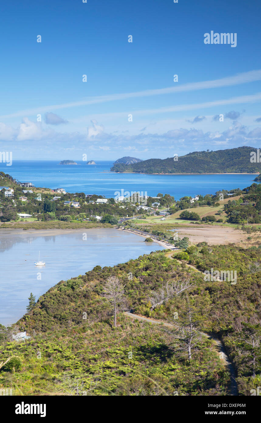 View of Coromandel Town harbour, Coromandel Peninsula, North Island ...