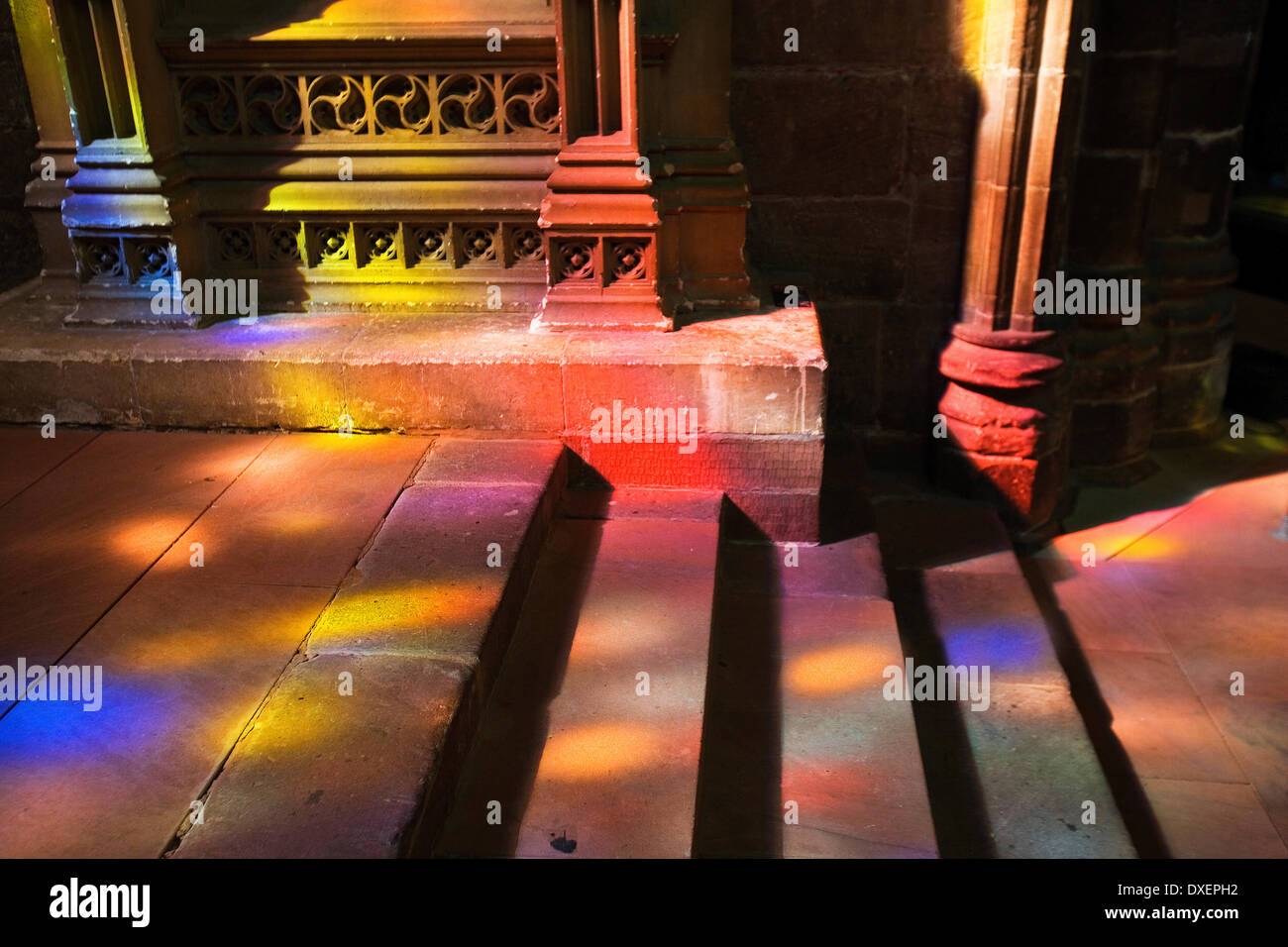 Stained glass windows reflections in chester-cathedral,cheshire Stock ...