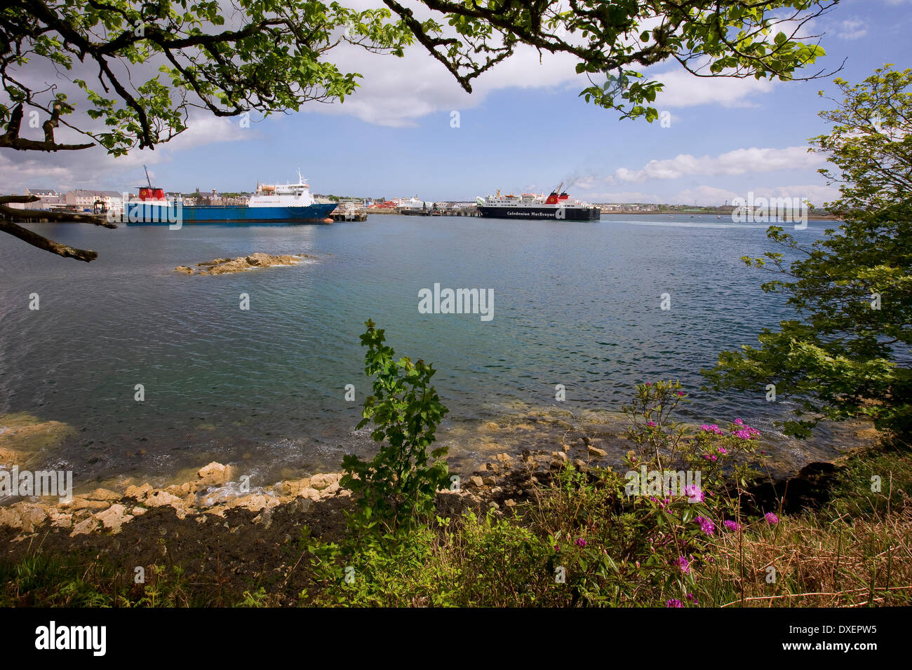 Stornoway Harbour with the Calmac ferry MV Isle of Lewis in view, Lewis ...