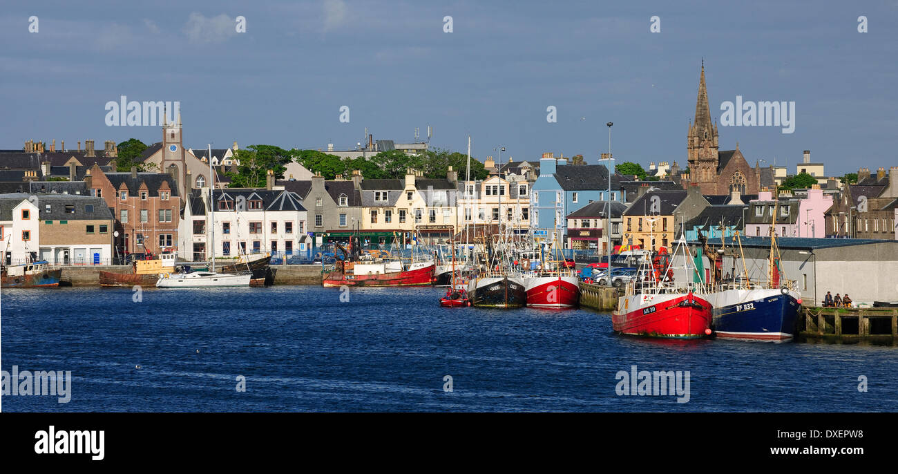 Panoramic view of Stornoway harbour and town on the island of Lewis ...