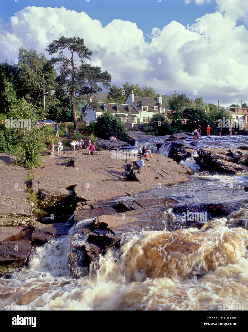 Summer scene of the falls of Dochart, Killin, Perthshire Stock Photo ...