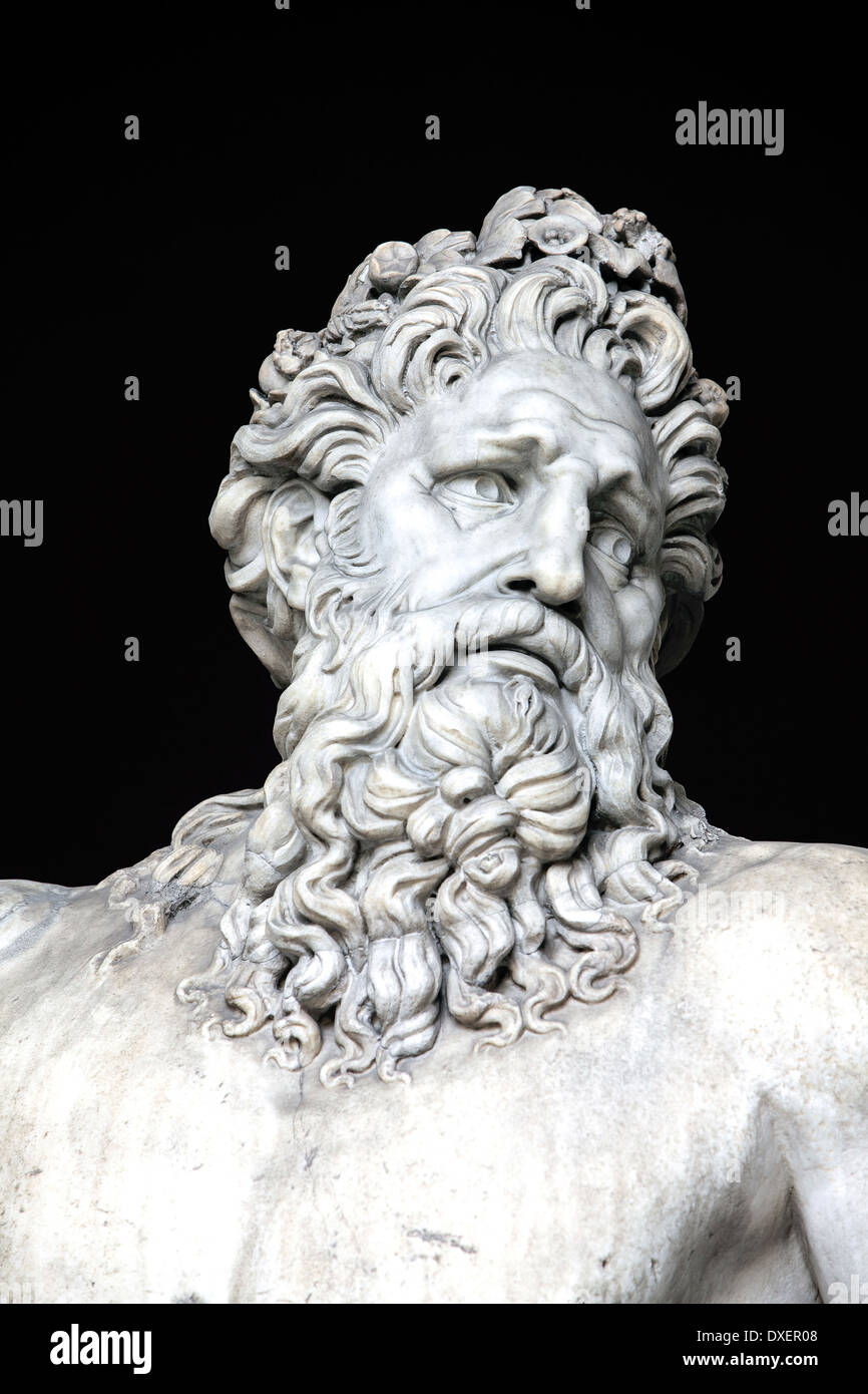 Head and shoulders detail of the ancient River Tiber sculpture Stock ...