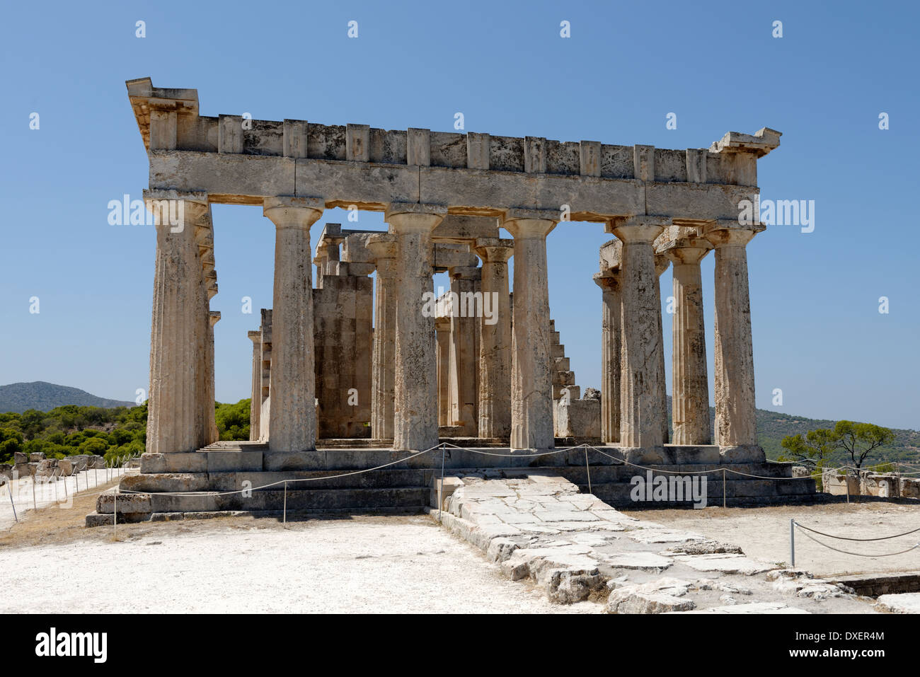 East side (front) Temple Aphaia or Afea Aegina Greece paved way ...