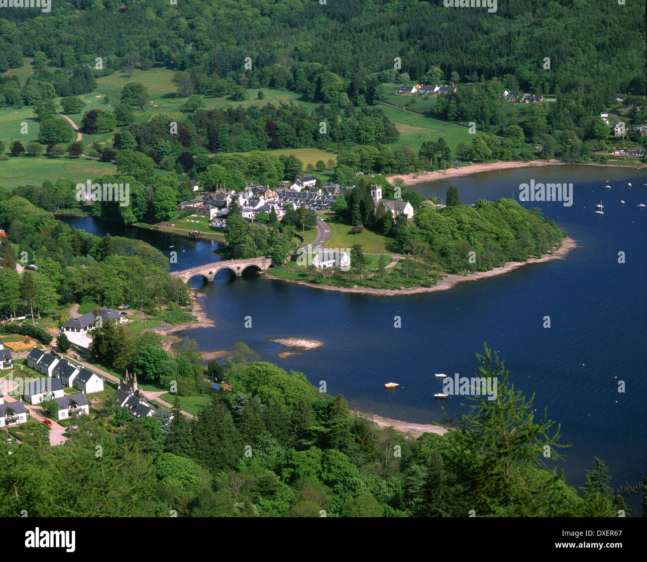 Looking down onto kenmore village and Loch Tay from Drummond hill ...