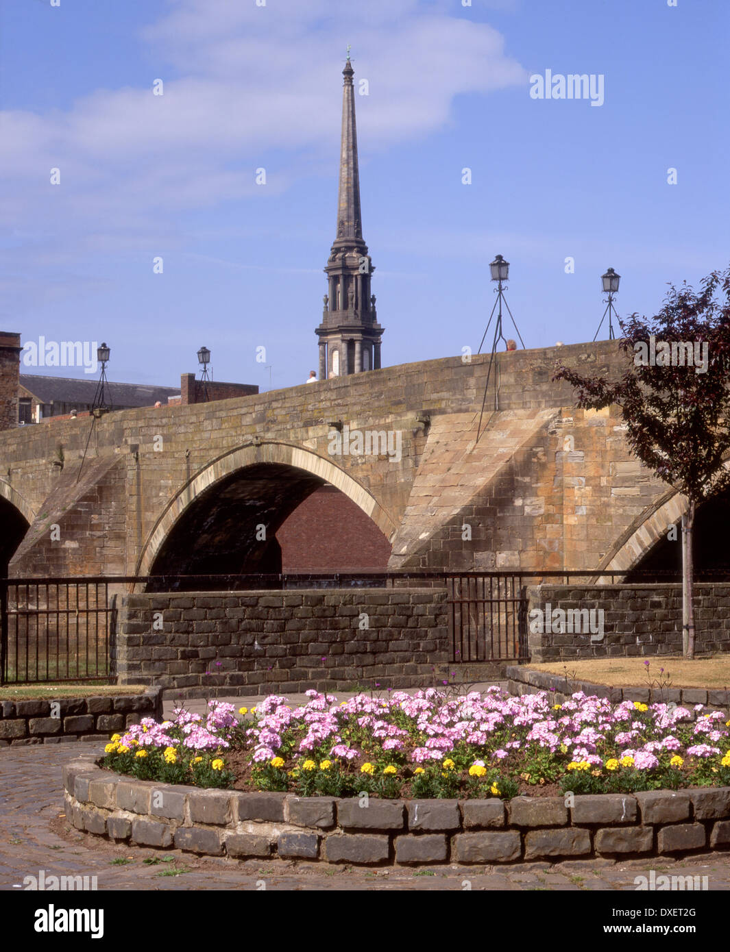 The old bridge and town hall spire from the river ayr from riverside ...
