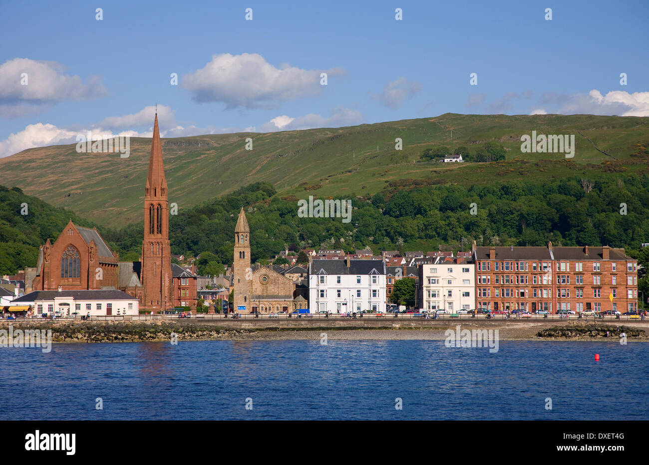 The town of Largs as seen from the Largs-Cumbrae ferry, Ayrshire Stock ...