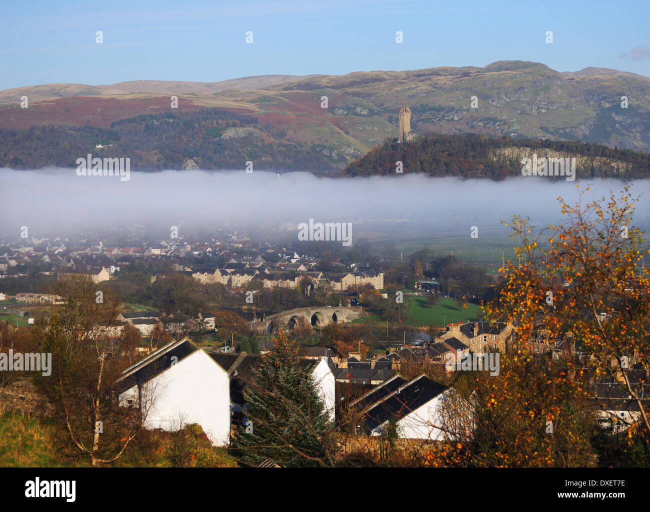 Autumn view from Stirling castle towards the Wallace monument, Stirling ...