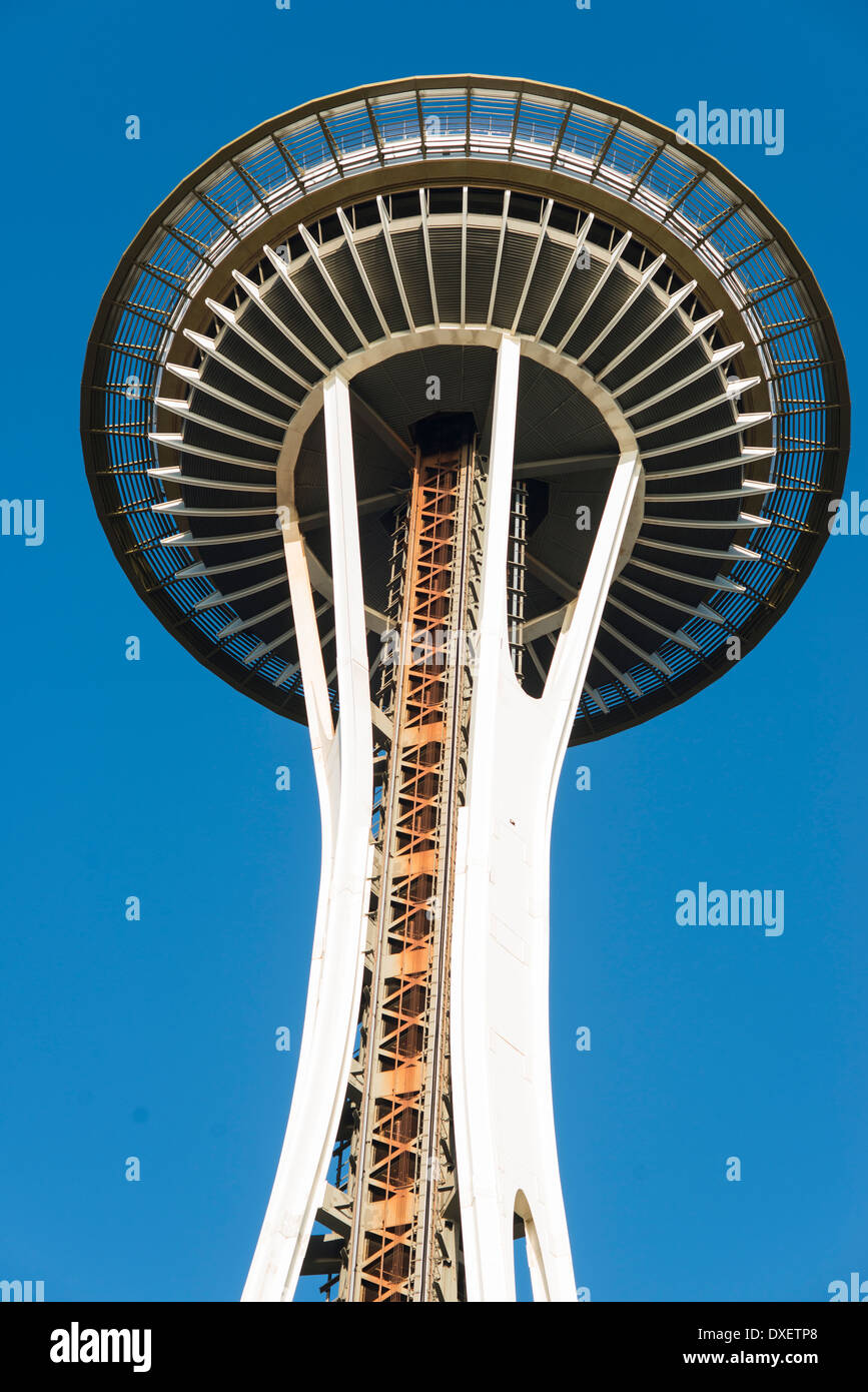 Seattle, Space needle, view from below, blue sky Stock Photo - Alamy