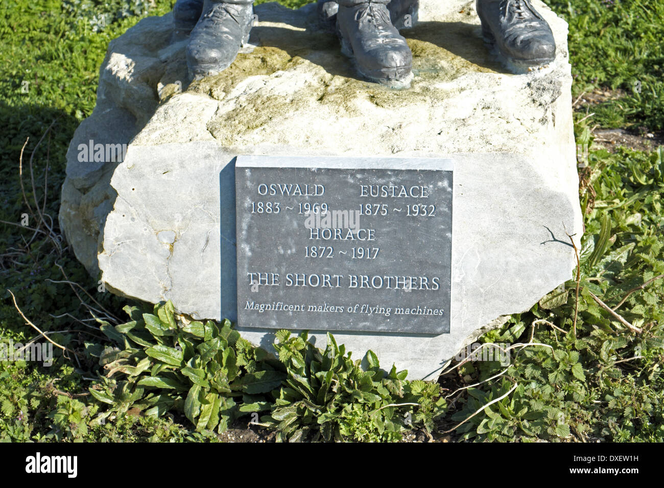 Plaque on Short Brothers statue - Leysdown, Isle of Sheppey, Kent, UK ...