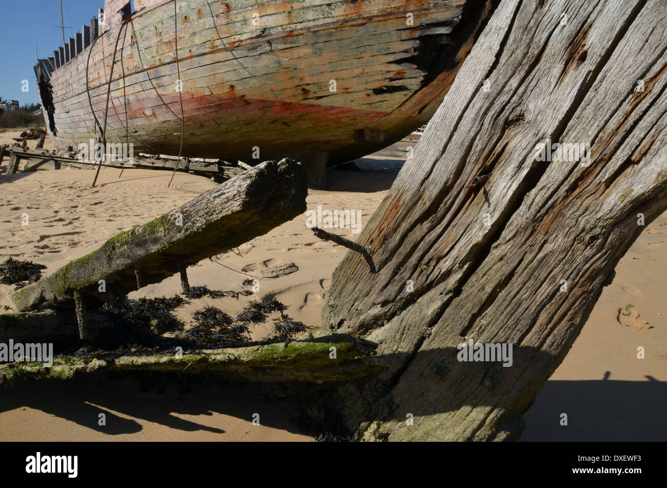 Fishing boat wreck in Brittany, France Stock Photo - Alamy