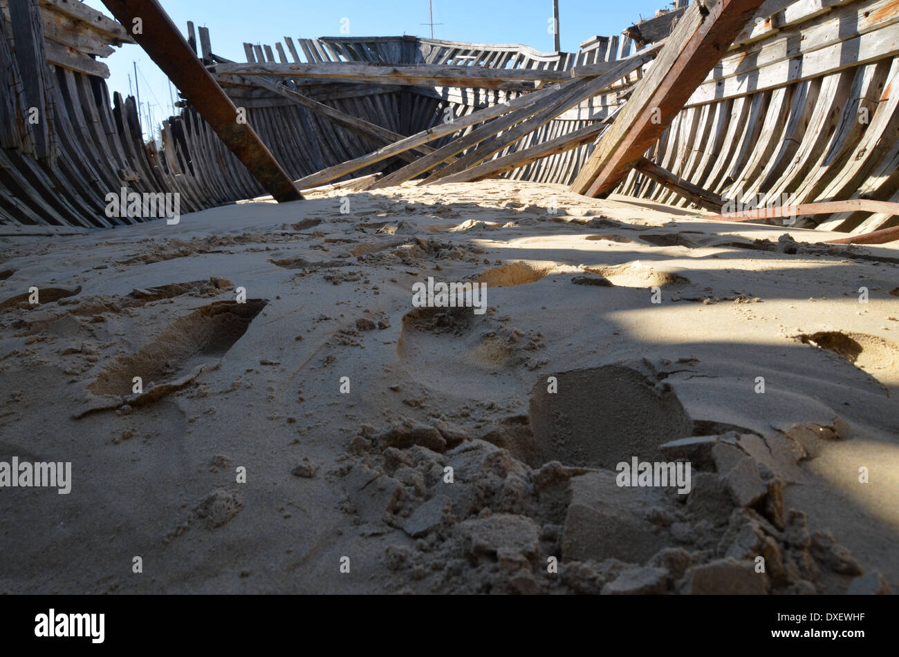 Fishing boat wreck in Brittany, France Stock Photo - Alamy