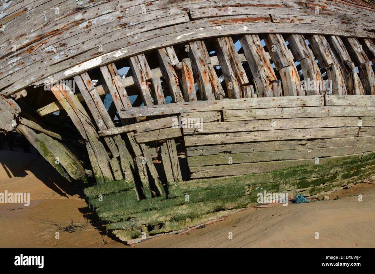 Fishing boat wreck in Brittany, France Stock Photo - Alamy