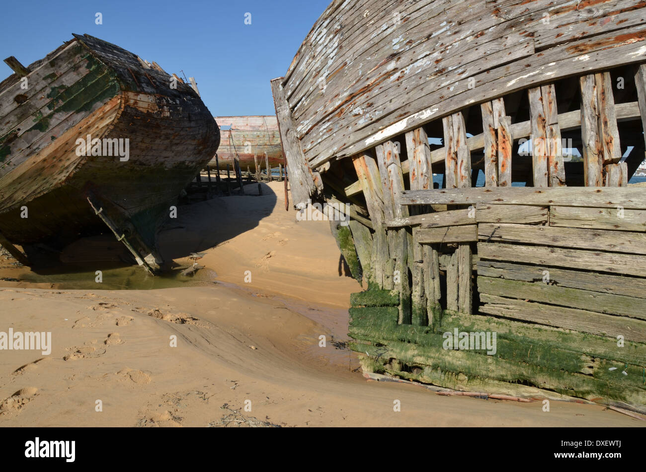Fishing boat wreck in Brittany, France Stock Photo - Alamy