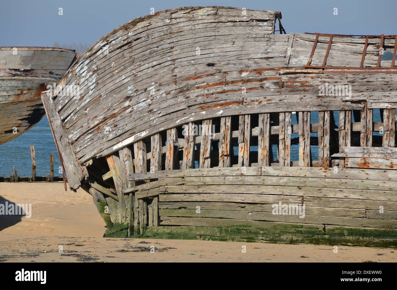 Fishing boat wreck in Brittany, France Stock Photo - Alamy