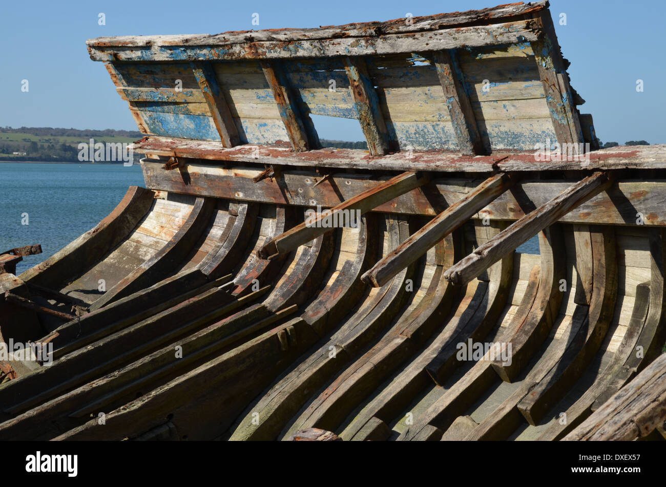 Fishing boat wreck in Brittany, France Stock Photo - Alamy