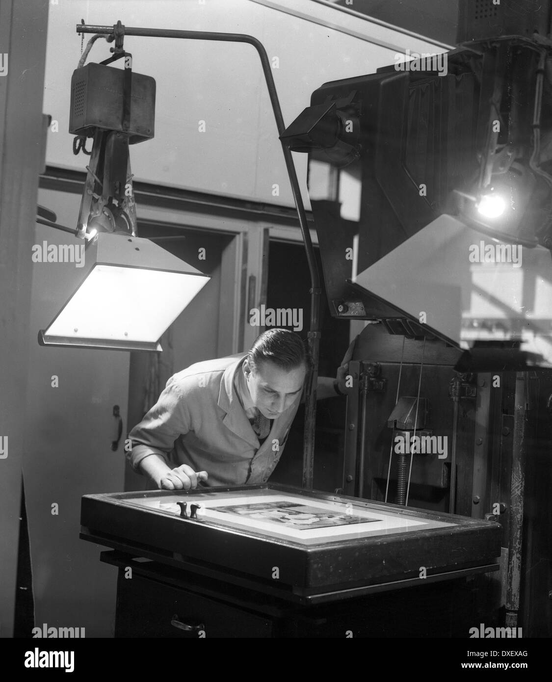 Newspaper process department camera room page production 1957 1950s ...
