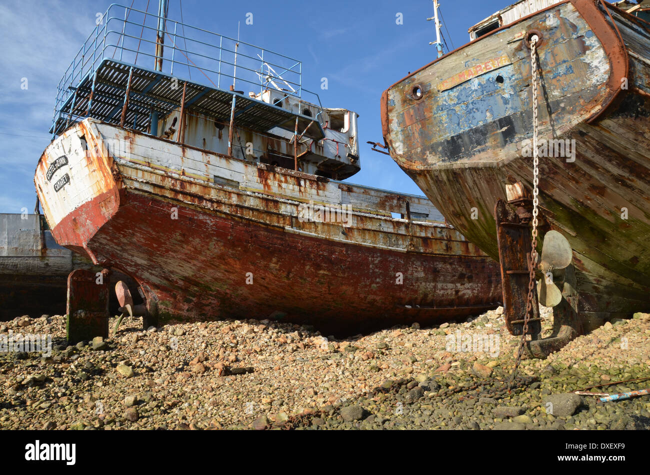 Fishing boat wreck in Brittany, France Stock Photo - Alamy