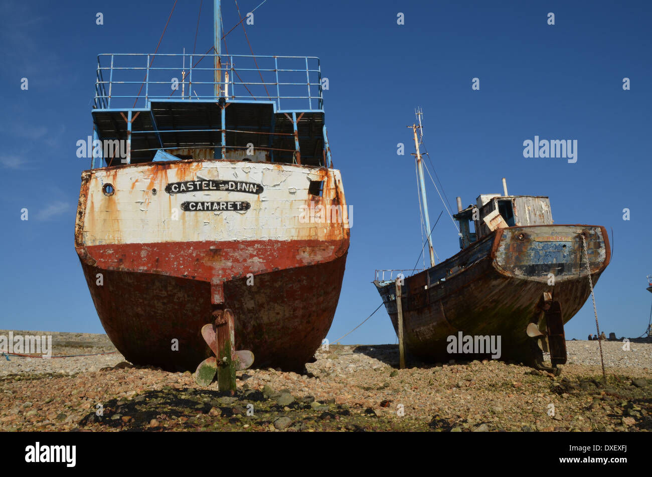 Fishing boat wreck in Brittany, France Stock Photo - Alamy