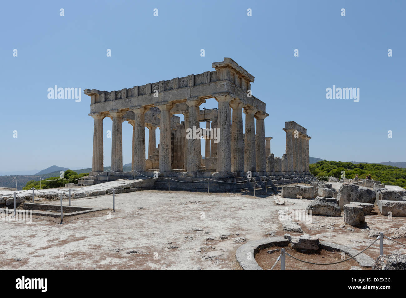 East side (front) Temple Aphaia or Afea Aegina Greece paved way ...