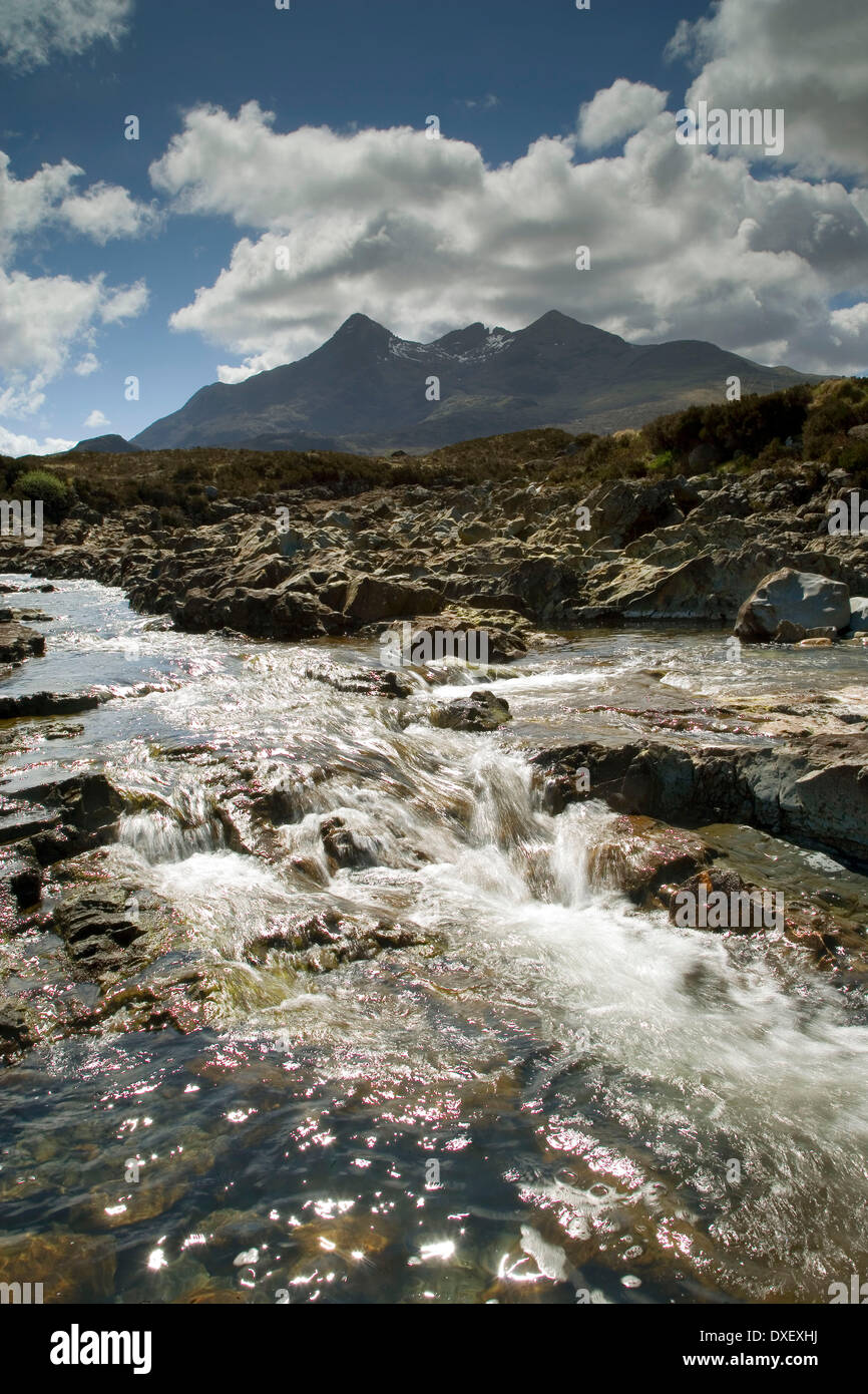 Waterfalls in Glen Sligachan with the Sgurr nan Gillean, Isle of Skye ...